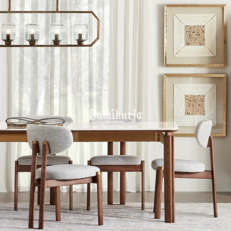 Meja Resto Marmer Modern Pandora Brown Dining Table